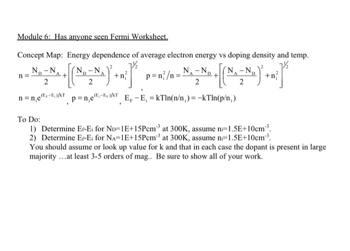 Solved Module 6: Has anyone seen Fermi Worksheet. Concept | Chegg.com