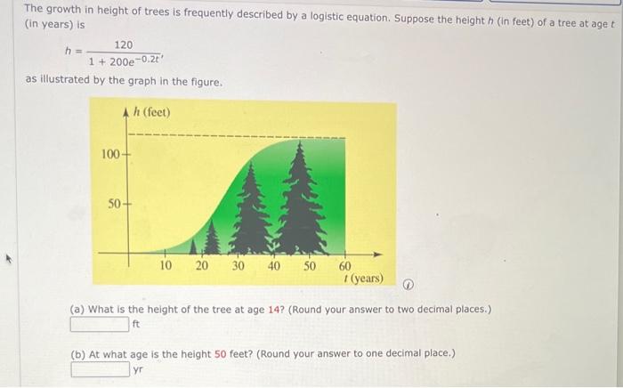 Solved The growth in height of trees is frequently described | Chegg.com