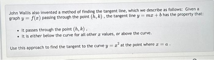 Solved John Wallis also invented a method of finding the | Chegg.com