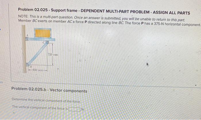 Solved Problem 02.025 - Support frame - DEPENDENT MULTI-PART | Chegg.com