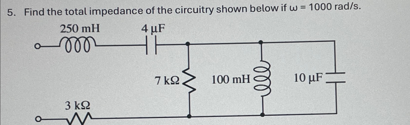 Solved Find the total impedance of the circuitry shown below | Chegg.com