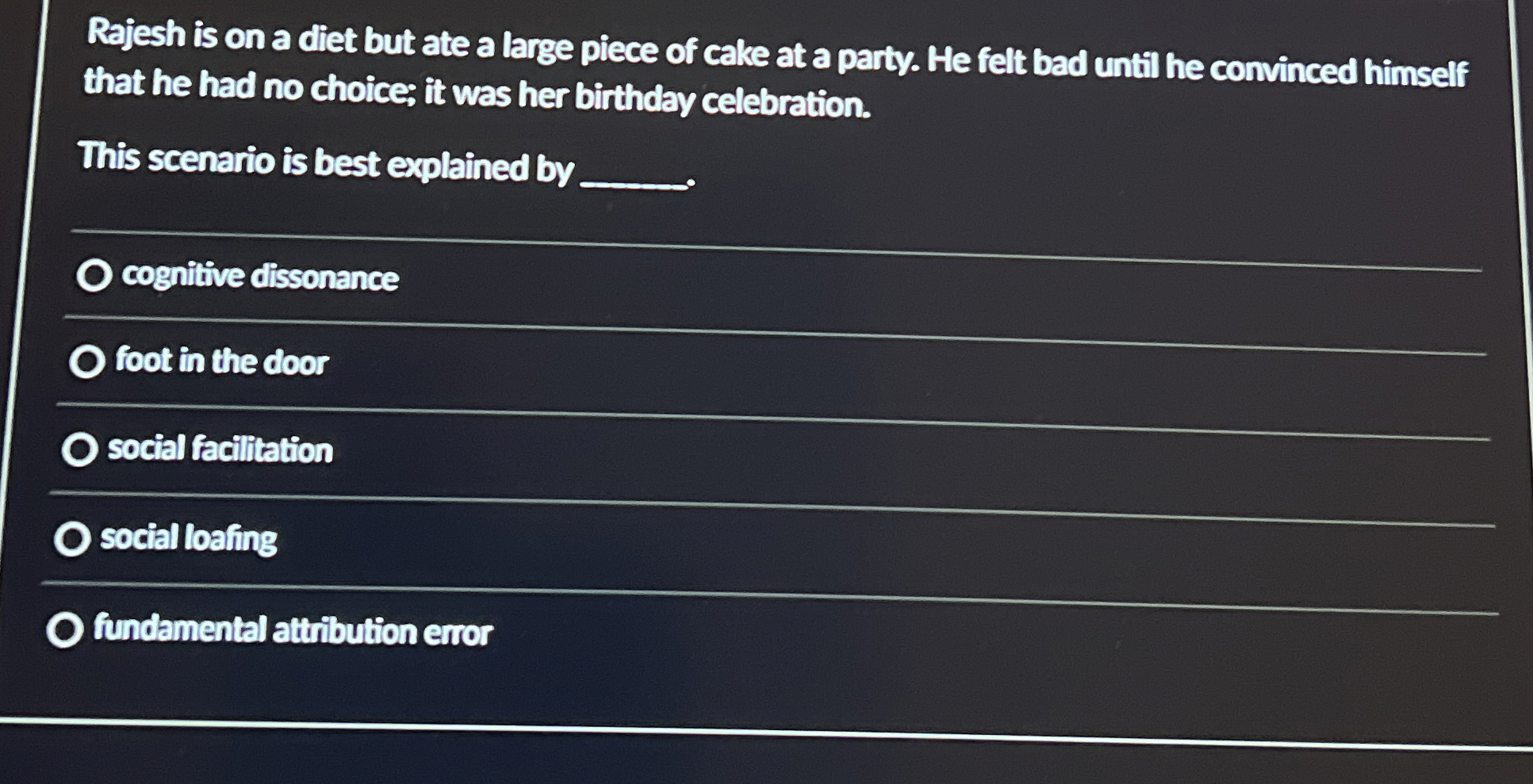 Solved Rajesh is on a diet but ate a large piece of cake at | Chegg.com