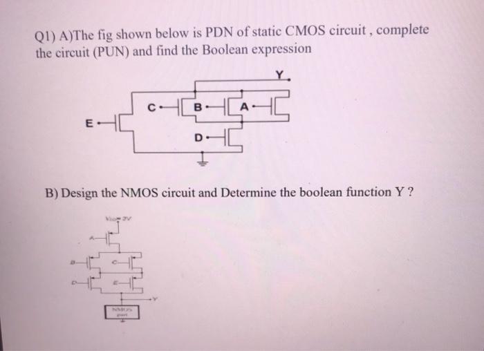 [Solved]: Q1) A)The fig shown below is PDN of static CMOS c