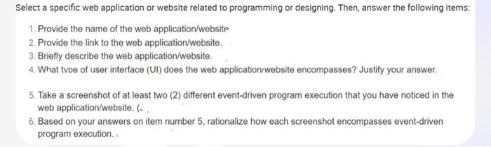 Solved Select a specific web application or website related | Chegg.com