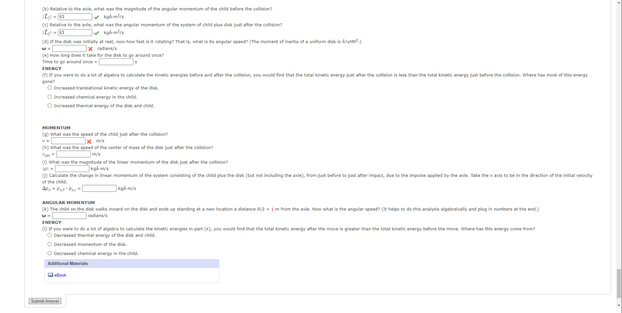 Solved A playground ride consists of a disk of mass M = 54 | Chegg.com