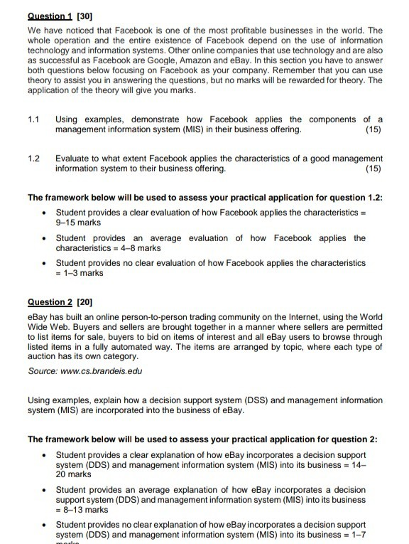 Solved Question 1 (30) We have noticed that Facebook is one | Chegg.com