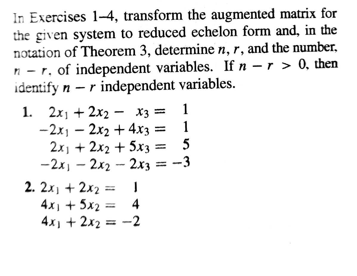 Solved In Exercises 1-4, ﻿transform the augmented matrix | Chegg.com