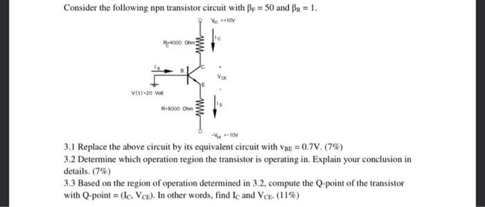 Solved Consider the following npn transistor circuit with | Chegg.com