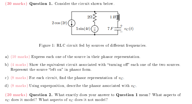 Solved (30 ﻿marks) ﻿Question 1. ﻿Consider the circuit shown | Chegg.com