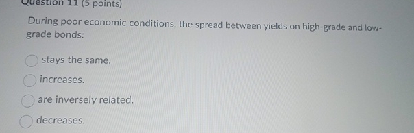 Solved During poor economic conditions, the spread between | Chegg.com