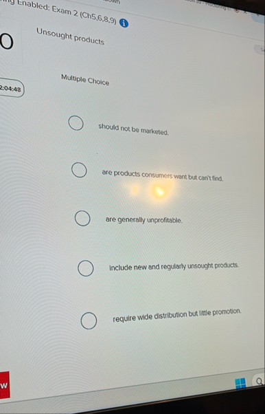 Solved 0Enabled: Exam 2 (Ch5, 6,8,9)Unsought | Chegg.com