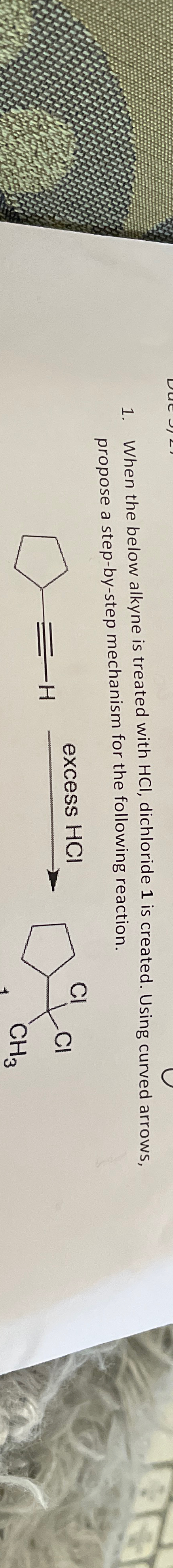 Solved When the below alkyne is treated with HCl, | Chegg.com