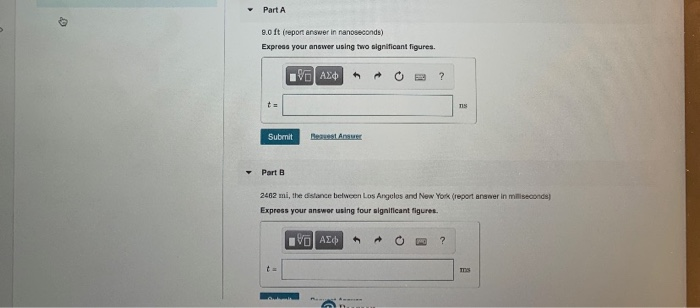 Solved Part A D 9.0 ft (report answer in nanoseconds) | Chegg.com