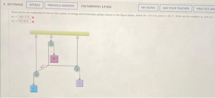 Solved Three blocks are suspended at rest by the system of | Chegg.com