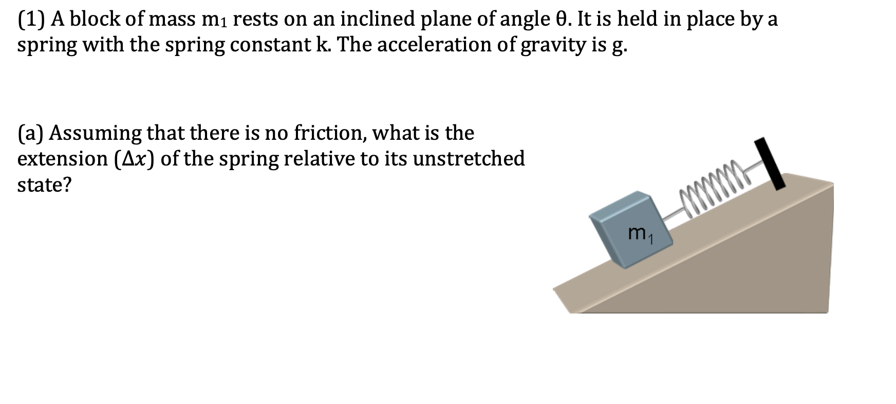 Solved (1) ﻿A block of mass m1 ﻿rests on an inclined plane | Chegg.com