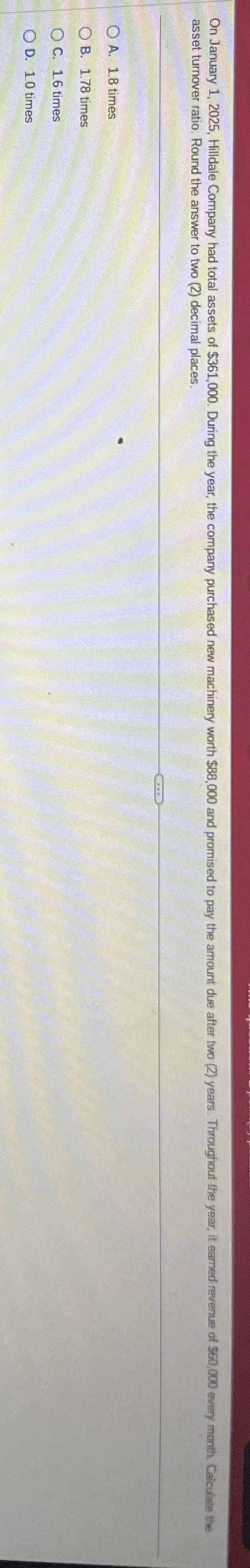 Solved asset turnover ratio. Round the answer to two (2) | Chegg.com