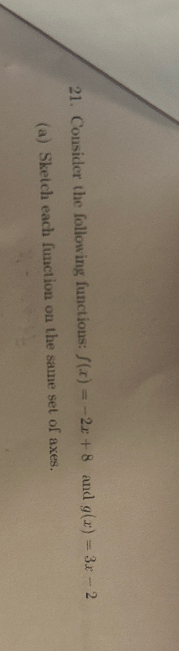 Solved Consider the following functions: f (x)=-2x+8 ﻿and | Chegg.com