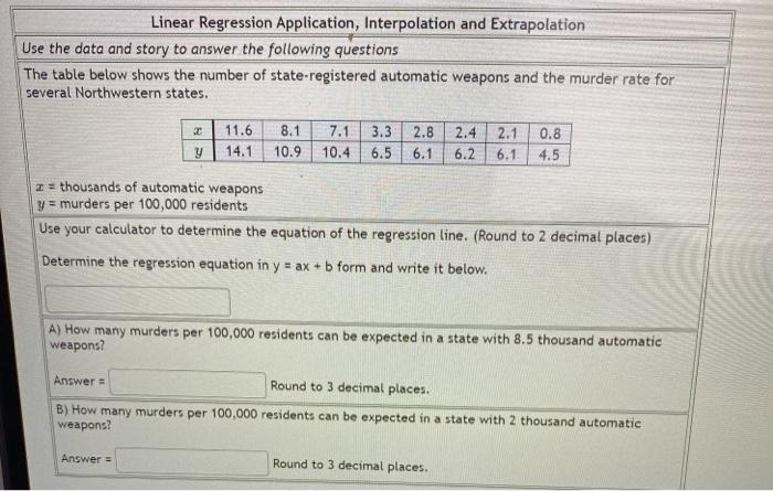 Solved Linear Regression Application, Interpolation and | Chegg.com