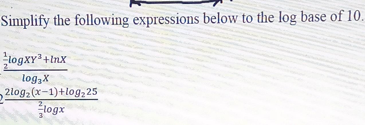 Solved Simplify the following expressions below to the log | Chegg.com