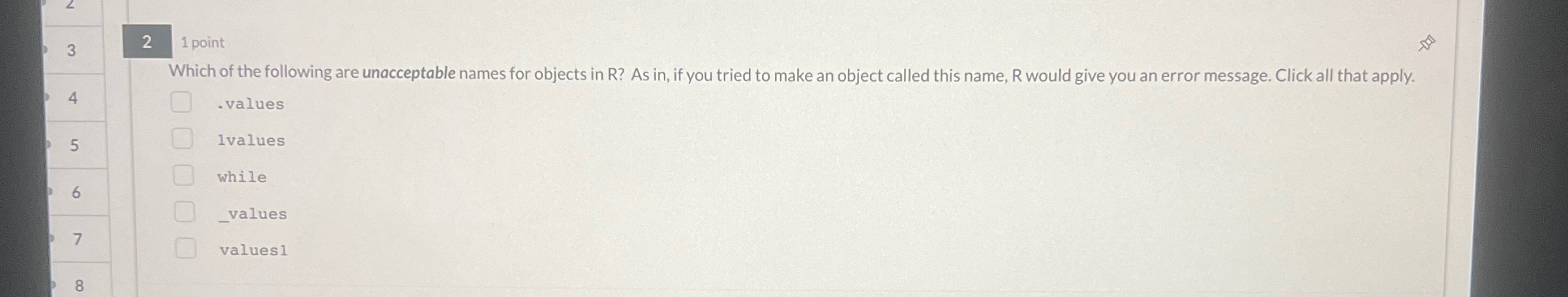 Solved 21 ﻿pointWhich of the following are unacceptable | Chegg.com