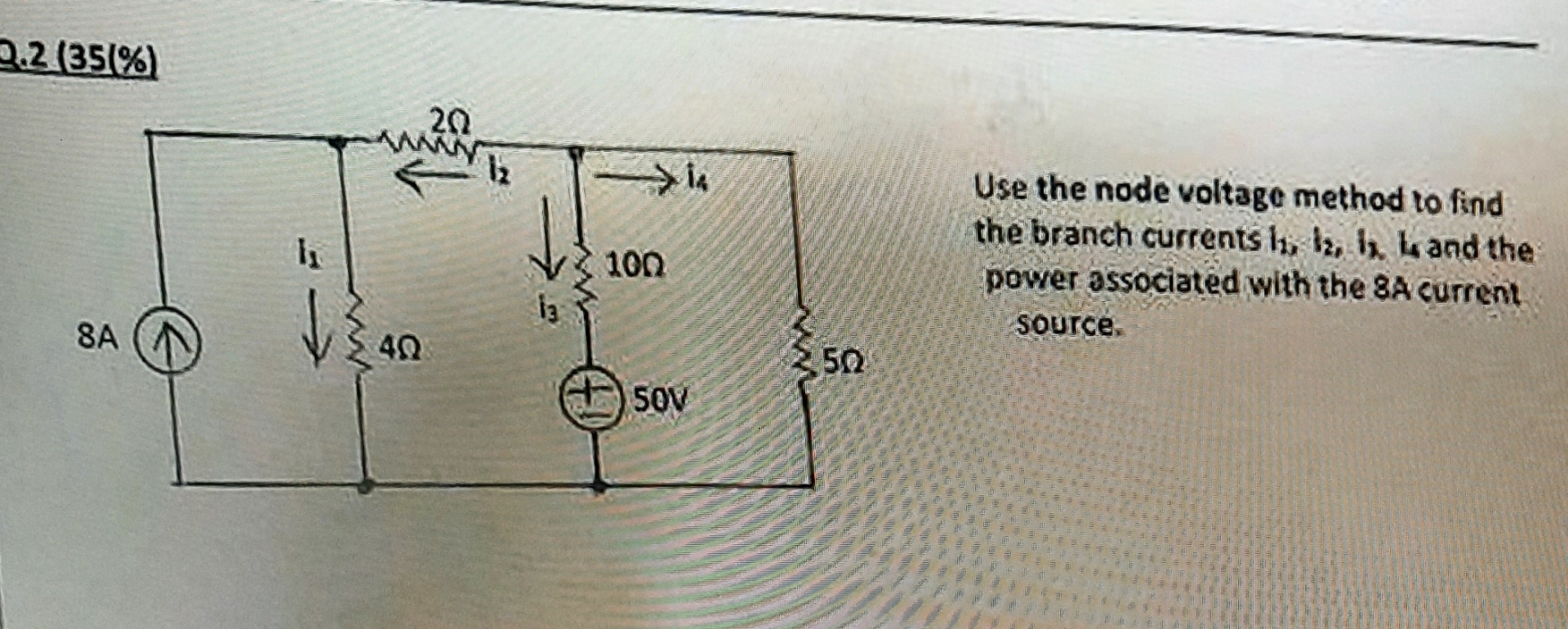 Solved 2.2 (35(%)Use the node voltage method to find the | Chegg.com