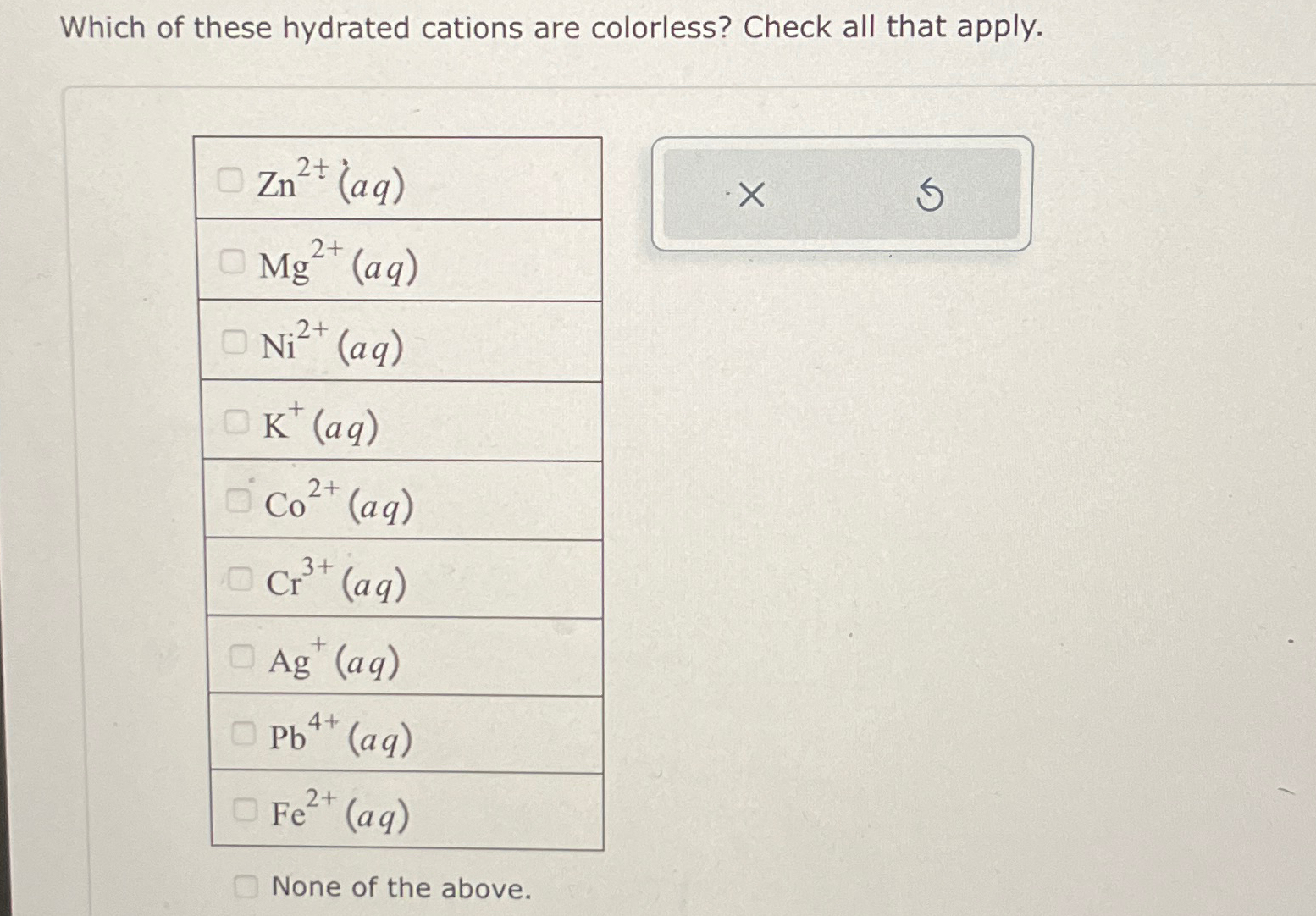 Solved Which of these hydrated cations are colorless? Check | Chegg.com