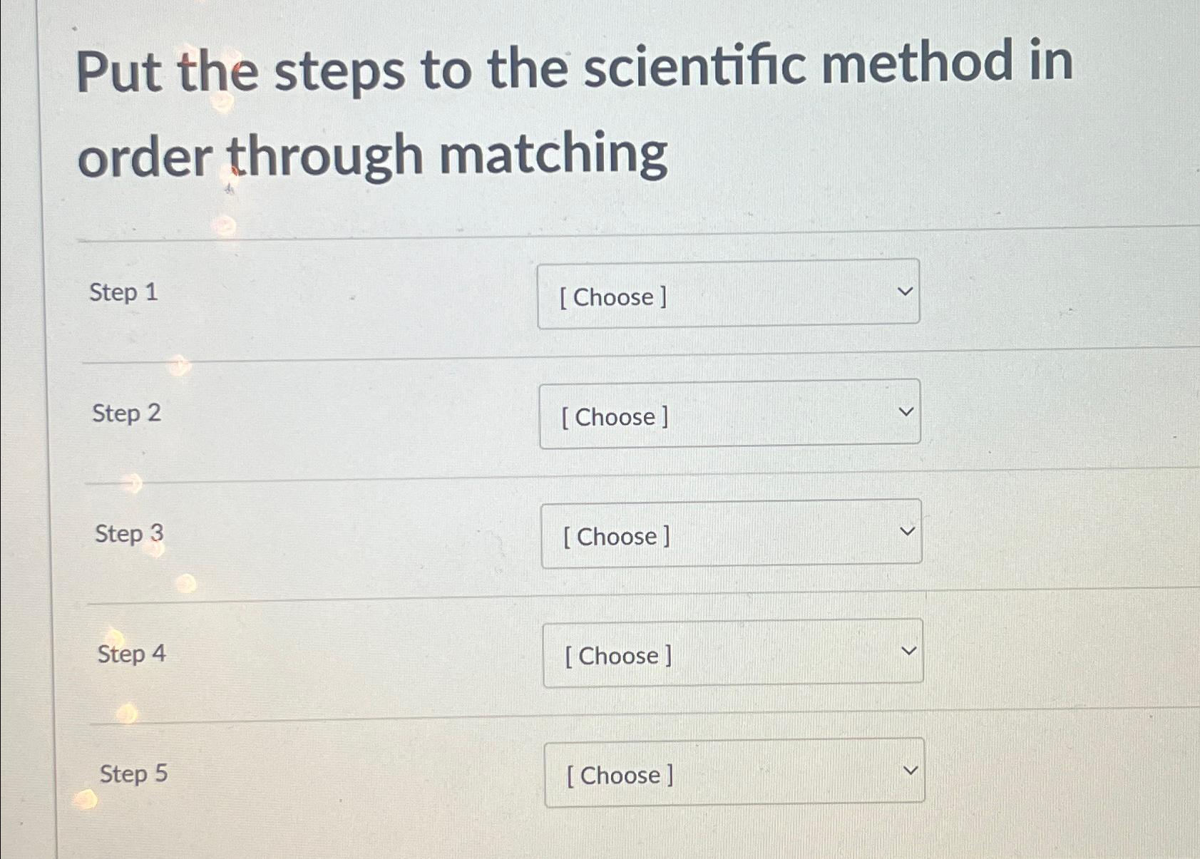Solved Put the steps to the scientific method in order | Chegg.com