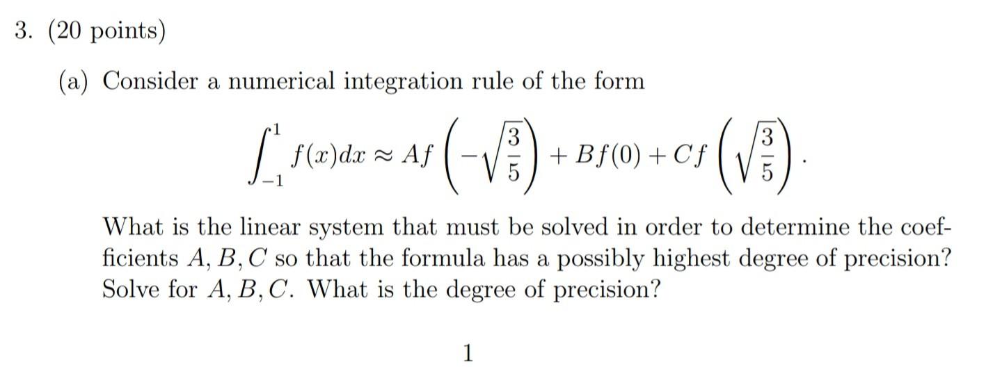Solved (a) Consider a numerical integration rule of the form | Chegg.com