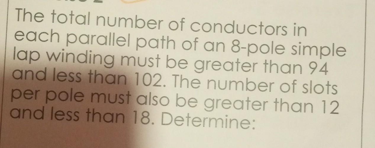Solved The total number of conductors in each parallel path | Chegg.com