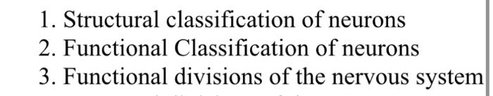 Solved 1. Structural classification of neurons 2. Functional | Chegg.com