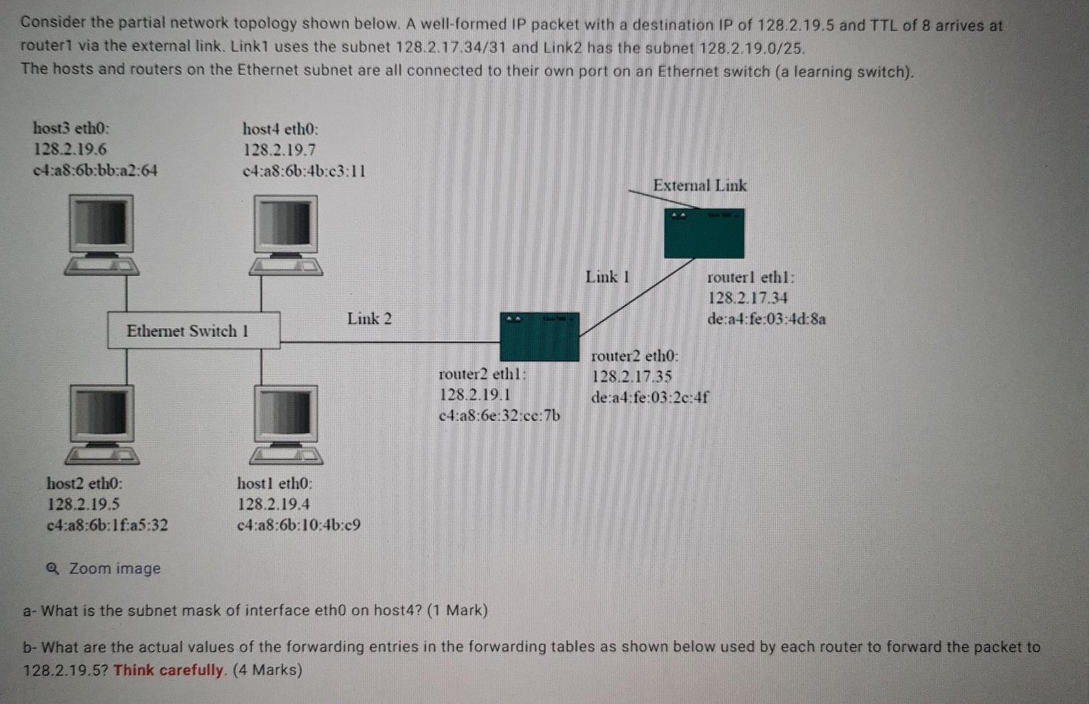 Solved Consider the partial network topology shown below. A | Chegg.com