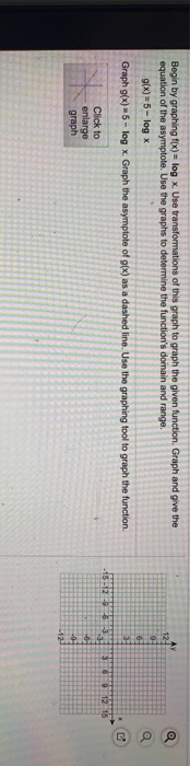 Solved Begin by graphing f(x)= log x. Use transformations of | Chegg.com