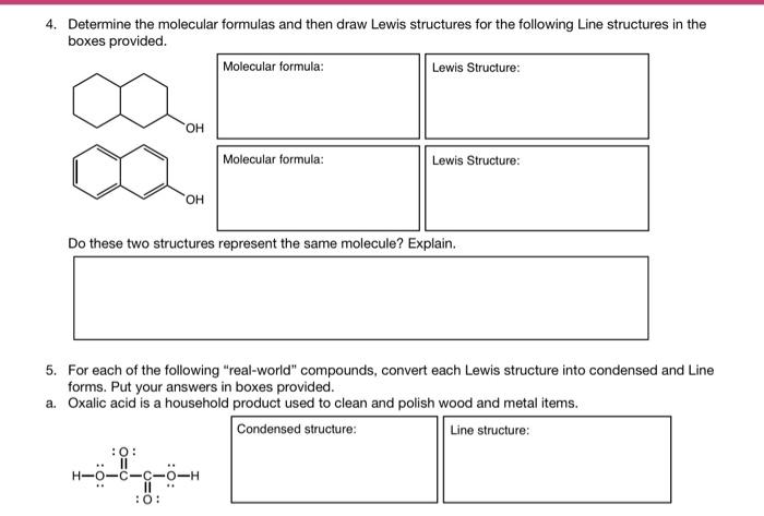 Solved Determine the molecular formulas and then draw Lewis | Chegg.com