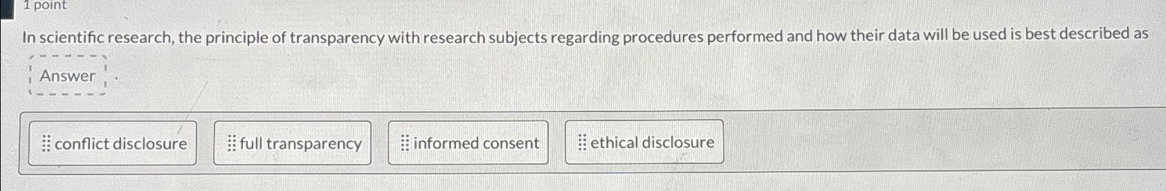 Solved 1 ﻿pointIn scientific research, the principle of | Chegg.com