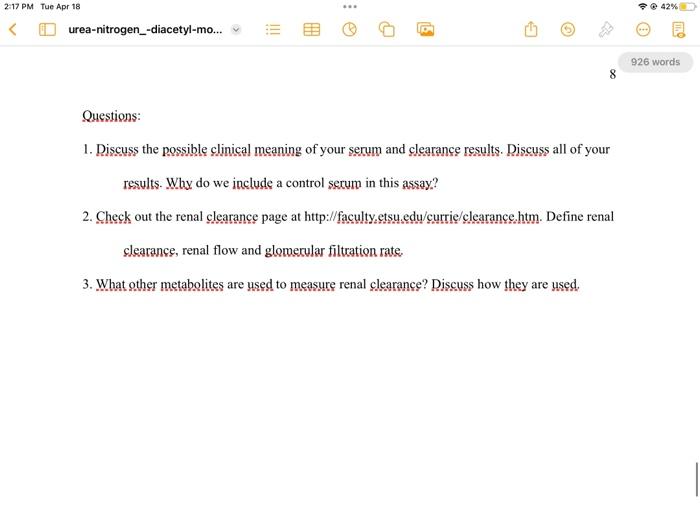 Solved Questions: 1. Discuss the possible clinical meaning | Chegg.com