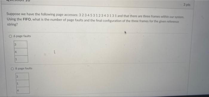 Solved 3 pts Suppose we have the following page accesses: 3 | Chegg.com