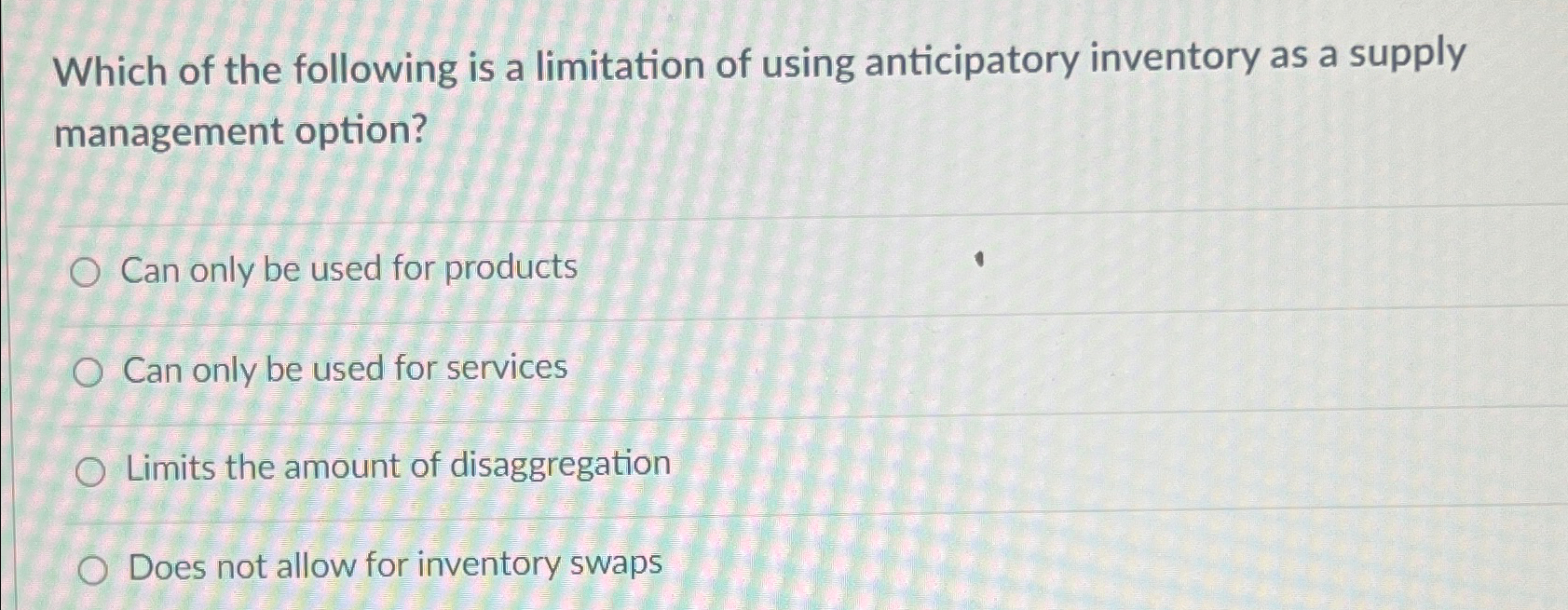 Solved Which of the following is a limitation of using | Chegg.com