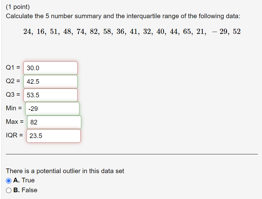 Solved q1, ﻿q3, ﻿and IQR are wrong, please fix them(1 | Chegg.com