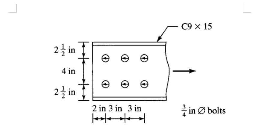 Solved C9x15 . Fy=36 ksi. Fu=58 ksi . Web is connected with | Chegg.com