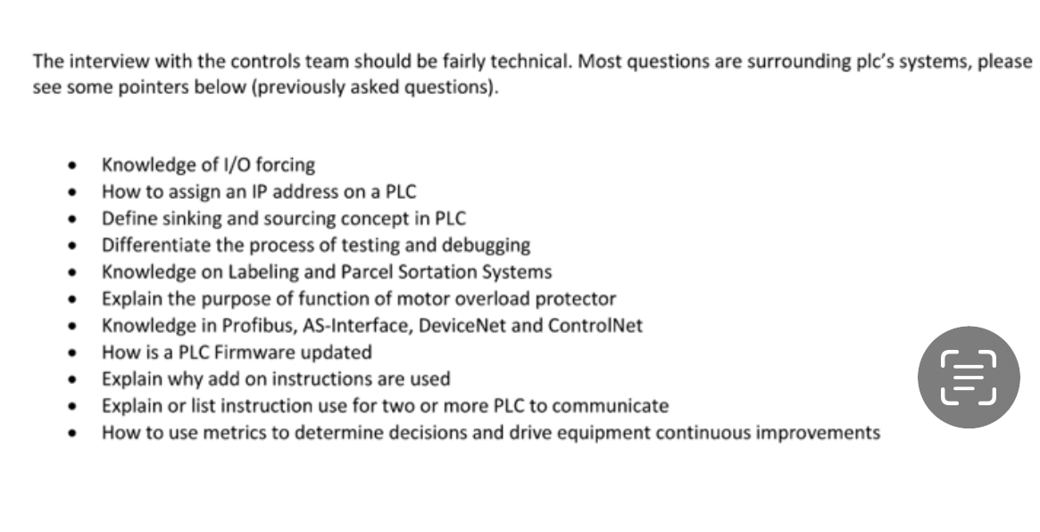 Solved The interview with the controls team should be fairly | Chegg.com