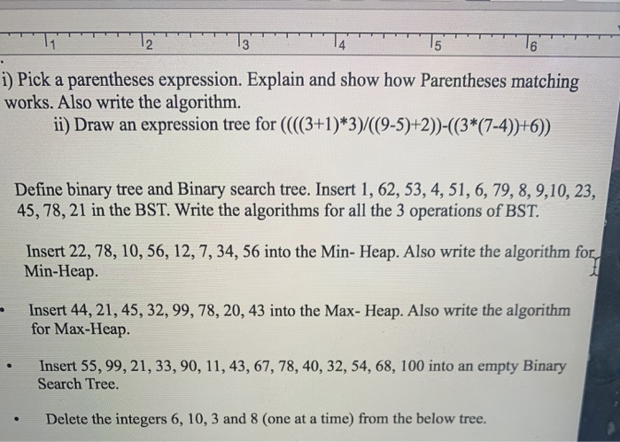 Solved 4 5 16 i) Pick a parentheses expression. Explain and | Chegg.com