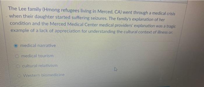 Solved The Lee family (Hmong refugees living in Merced, CA) | Chegg.com