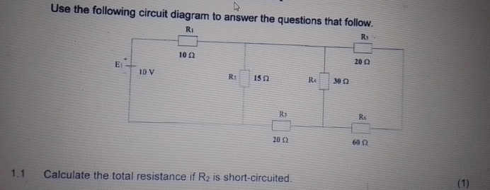 Solved Use the following circuit diagram to answer the | Chegg.com
