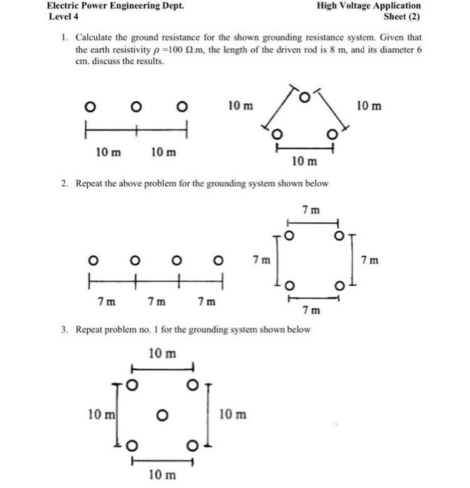 Solved Electric Power Engineering Dept. High Voltage | Chegg.com