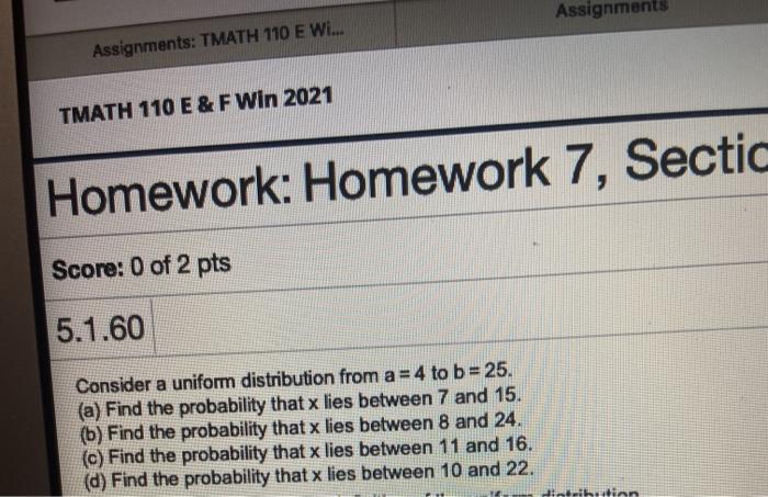 Solved Assignments Assignments: TMATH 110 E Wi... TMATH 110 | Chegg.com