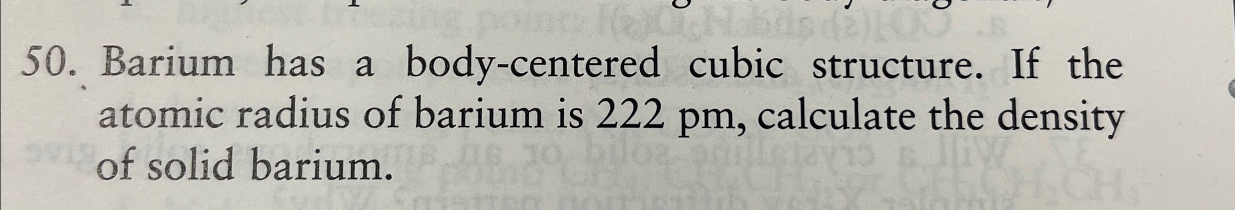 Solved Barium has a body-centered cubic structure. If the | Chegg.com