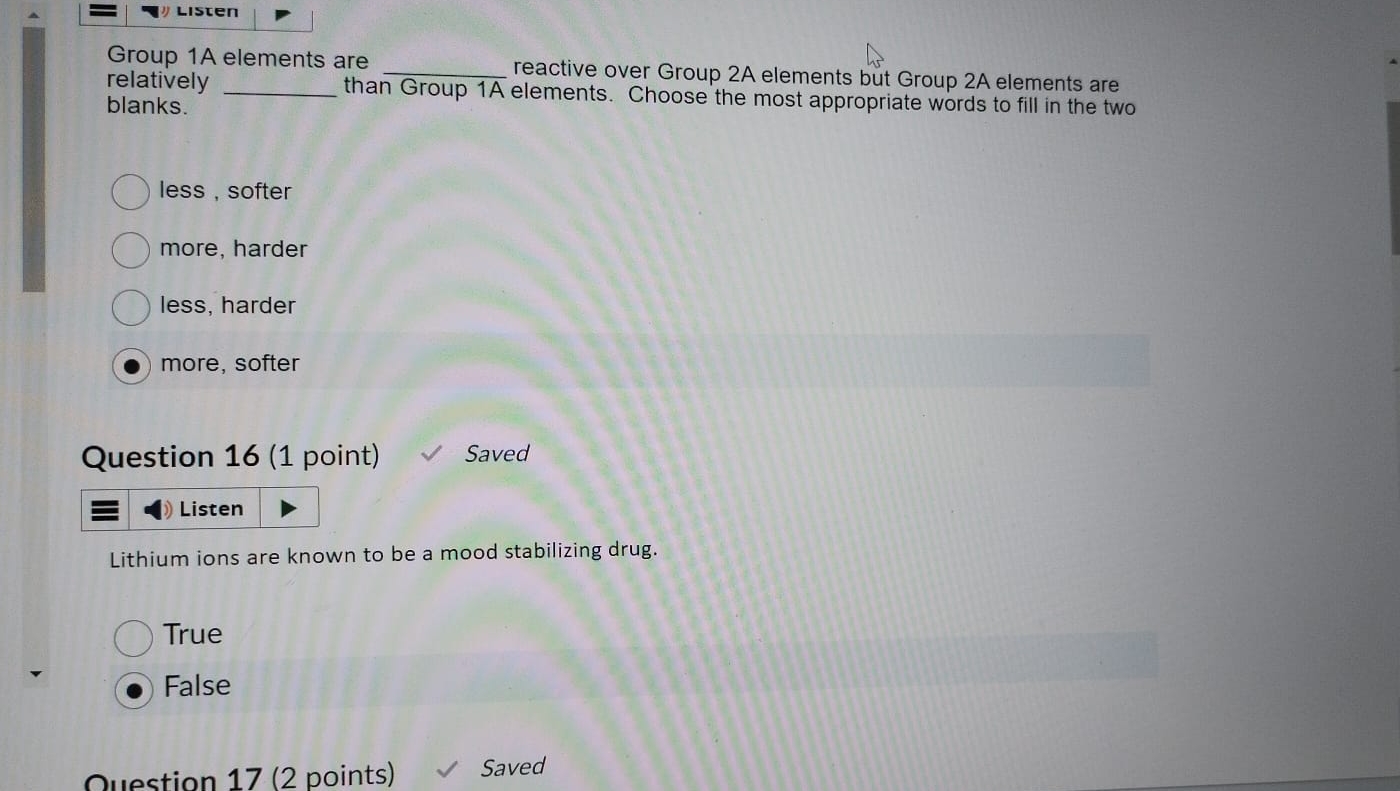 Solved Group 1A elements are q, ﻿reactive over Group 2A | Chegg.com
