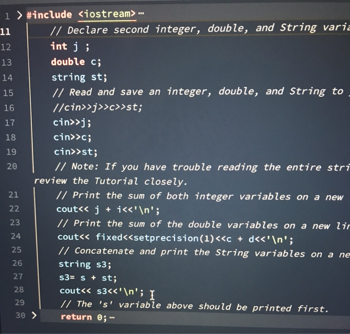 Solved 1 > #include ... 11 // Declare second integer, | Chegg.com