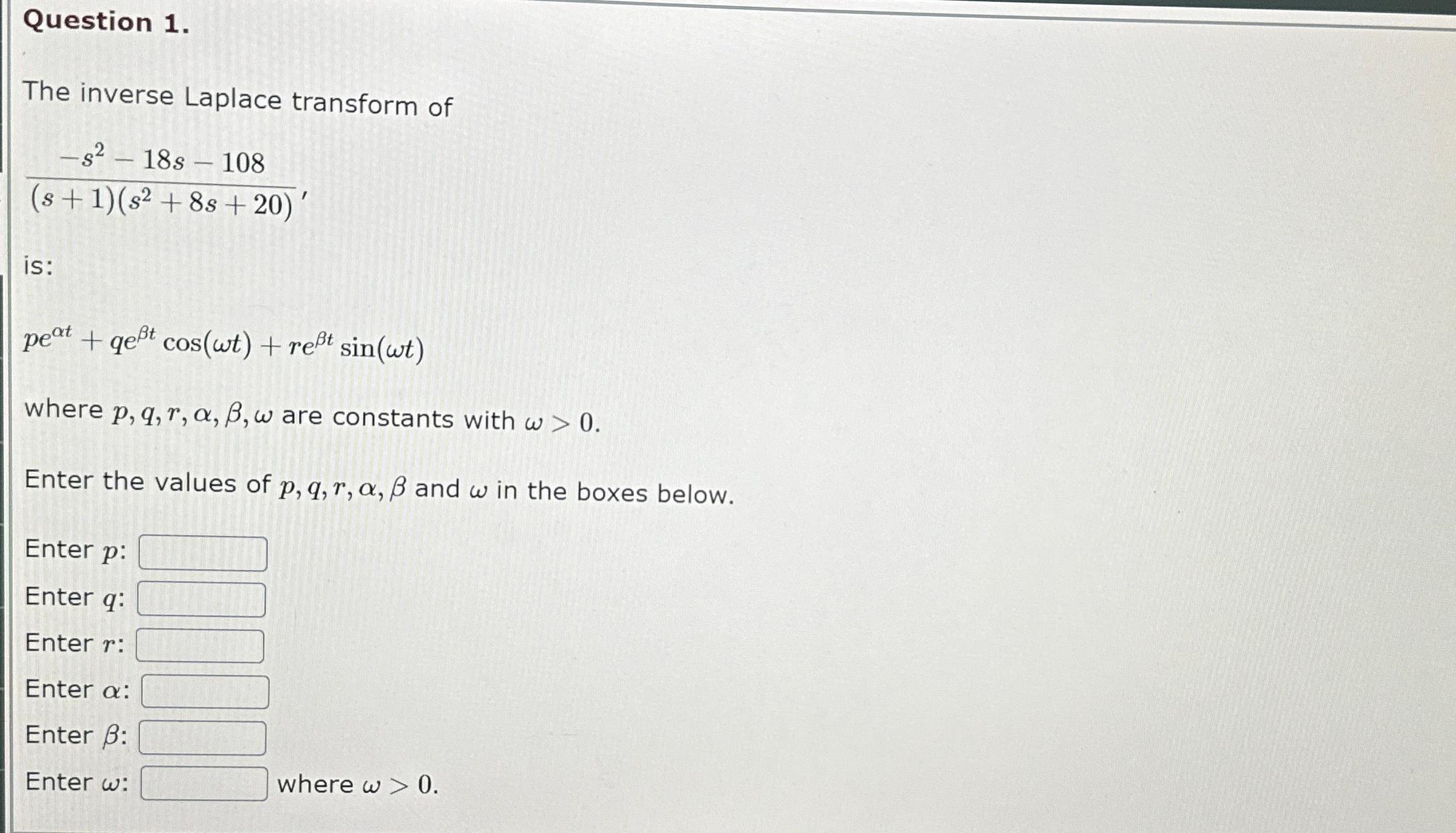Solved Question 1.(2)The inverse Laplace transform | Chegg.com