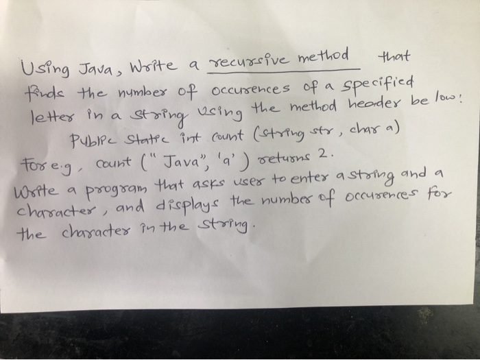 Solved Using Java, Write a recursive method that finds the | Chegg.com